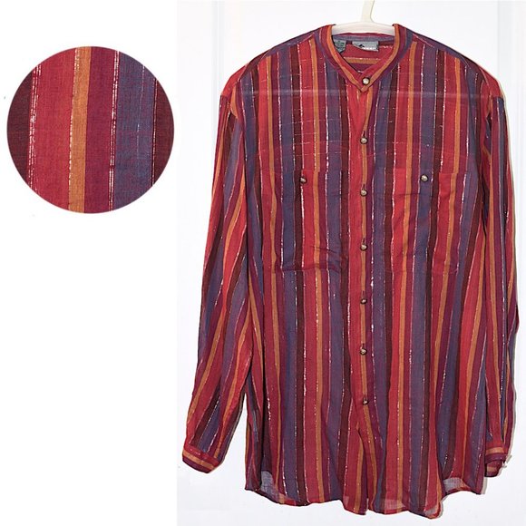 lizwear | Tops | Like New Lizwear Vintage Metallic Striped Oversize Top ...